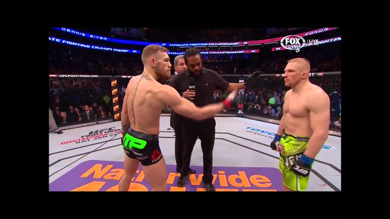 Conor McGregor Gives Dennis Siver the Finger - YouTube