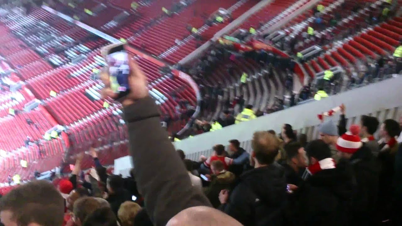 Arsenal fans at Old Trafford...2-1!!!! - YouTube