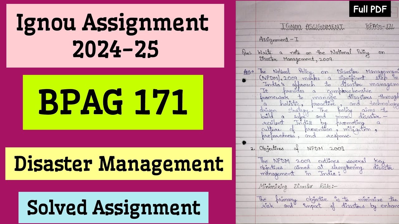 BPAG 171 - IGNOU Solved Assignment 2024-25 || Disaster Management ...