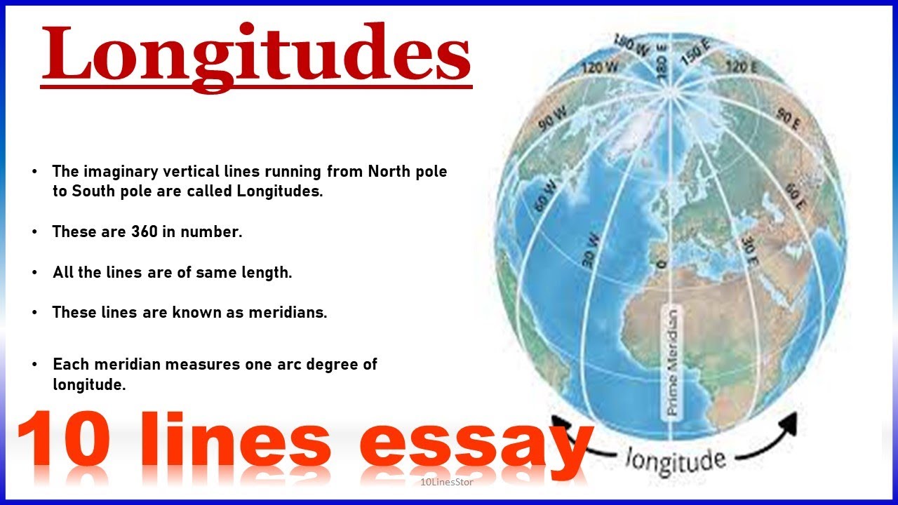 10 lines on Longitude||10 lines essay on Longitudes - YouTube