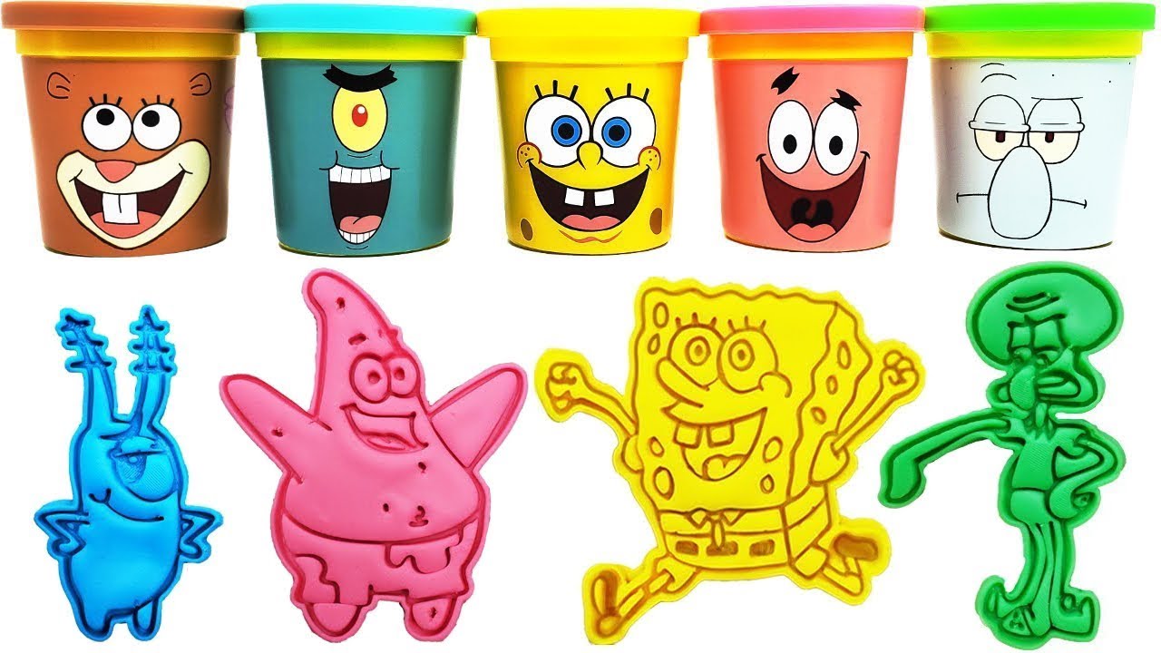 Funny Spongebob Characters, Play-Doh Shapes, and Toy Colors for Kids to ...