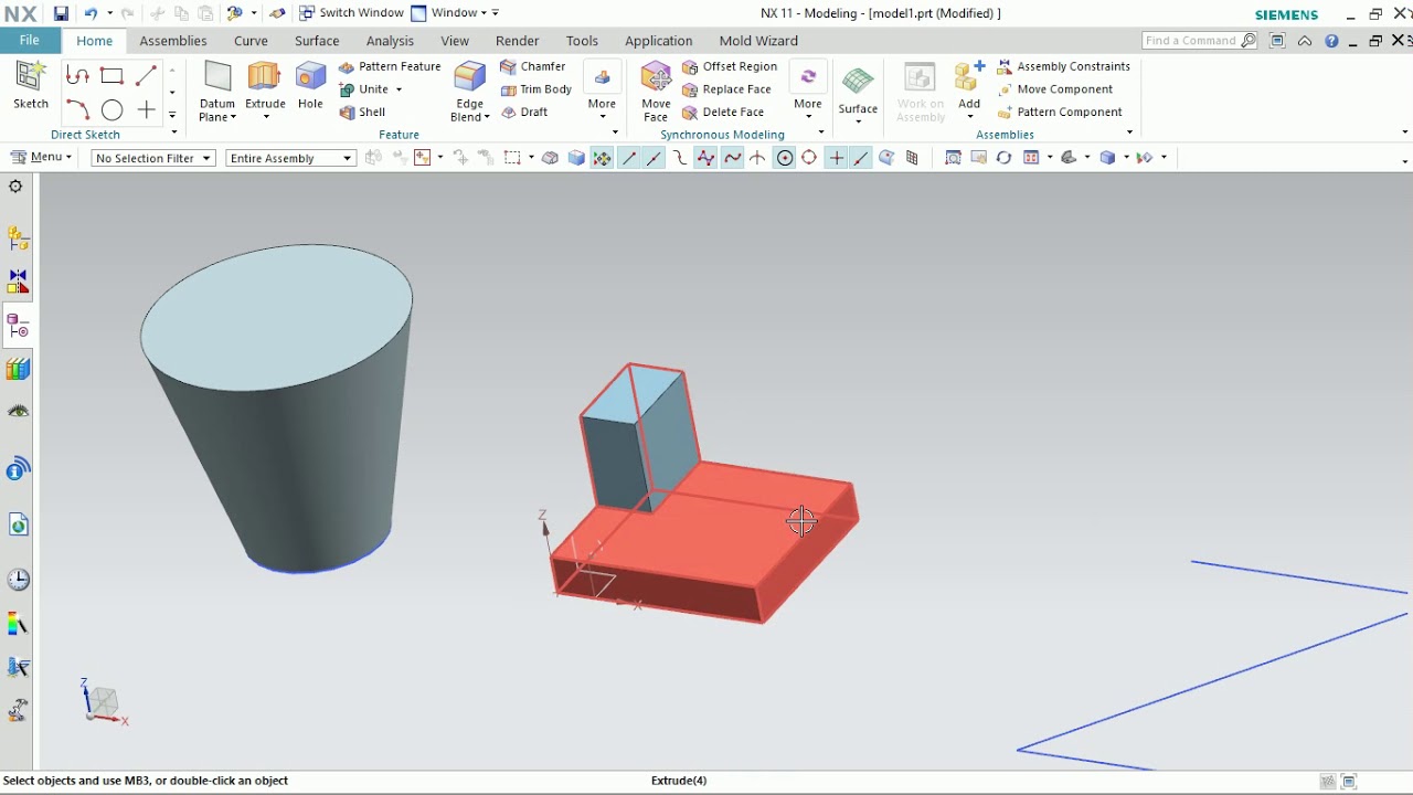 EXTRUDE AND REVOLVE COMMAND IN NX11 - YouTube