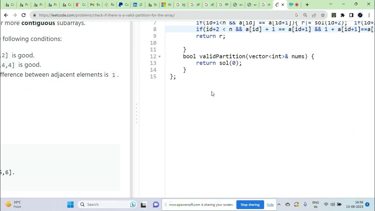 LEETCODE DAILY | 13.8.23 | 2369. Check if There is a Valid Partition For The Array | - YouTube