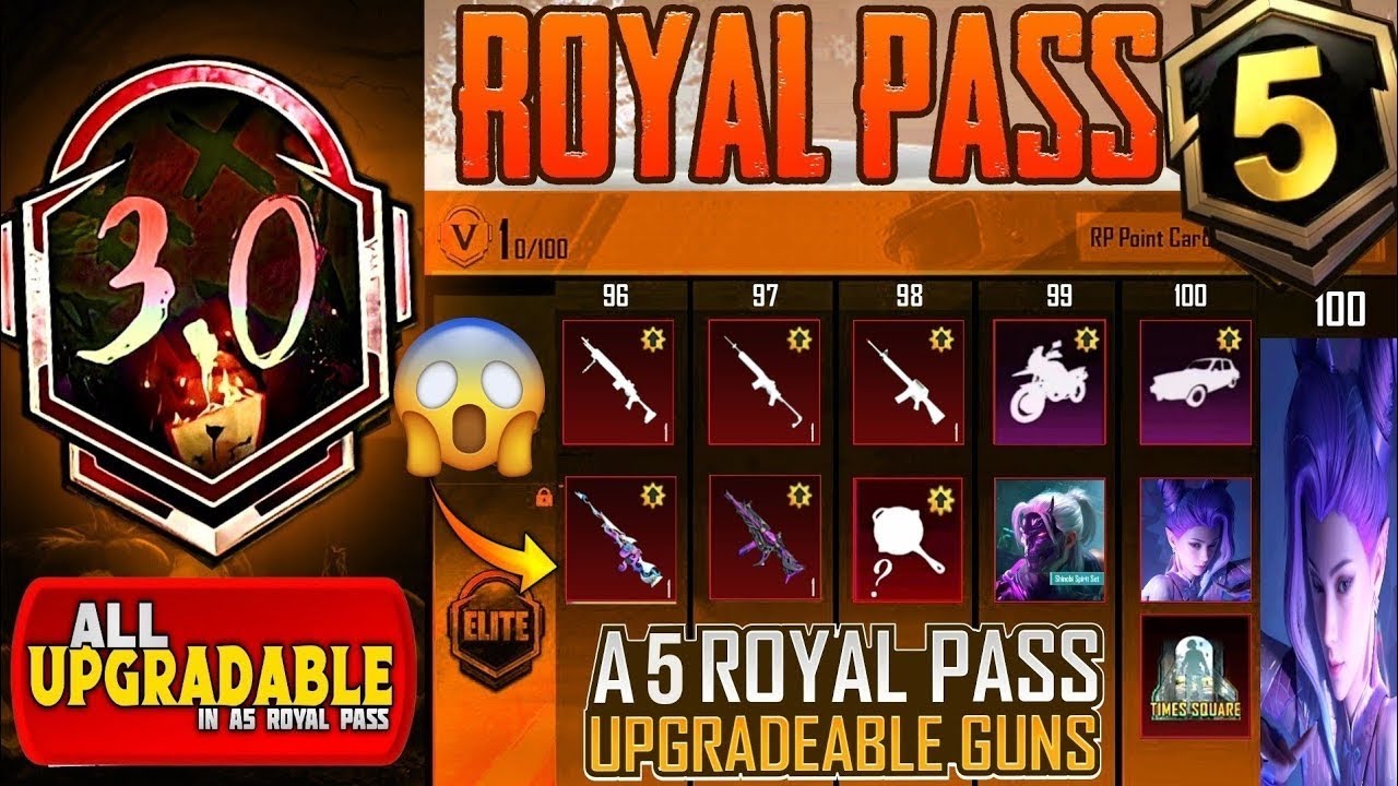 A5 Royal Pass & 3.0 Update All Upgraded Guns | Free M416 Skin | 6 ...