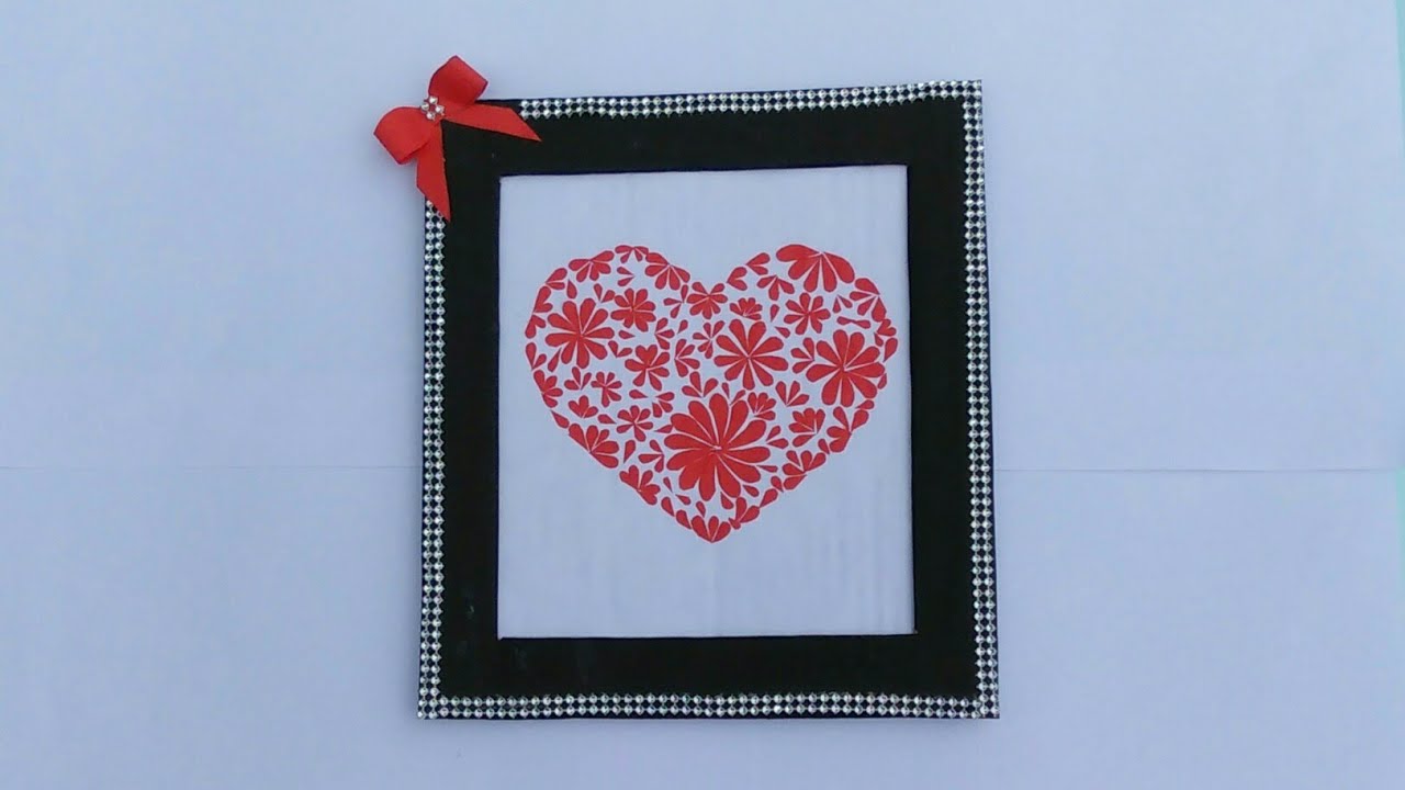 How to make paper wall frame/wall frame with love/cardboard wall frame ...