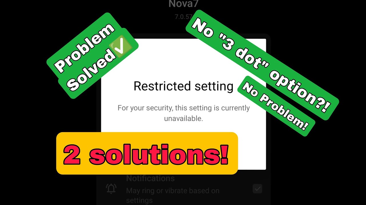Restricted Setting No 3 dot option PROBLEM SOLVED Android 14 - YouTube