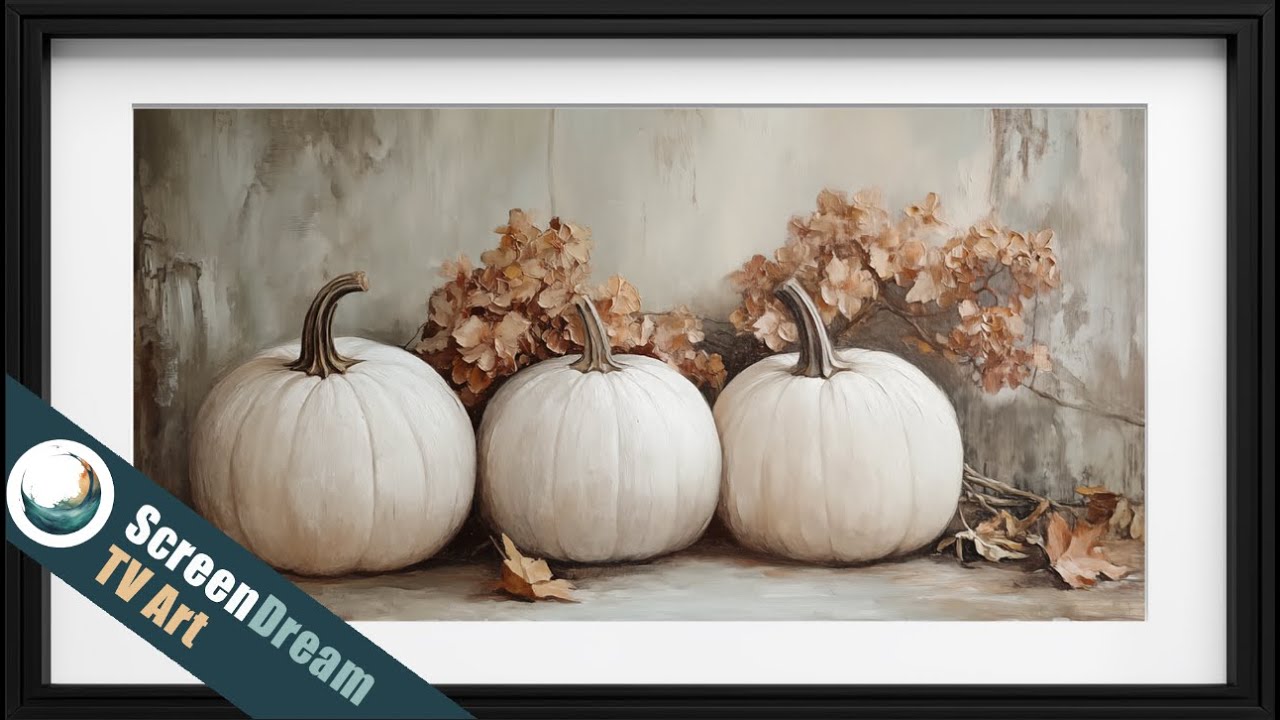 Fall Pumpkins TV Art | Vintage Fall Pumpkins & Floral TV Art | Autumn ...