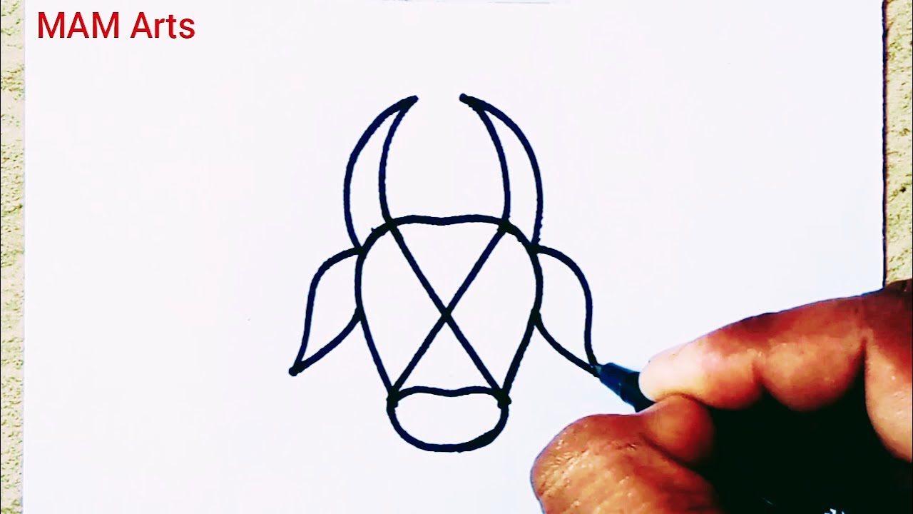 How to draw a Cow from dots easy // Easy Cow drawing // Cow Rangoli ...