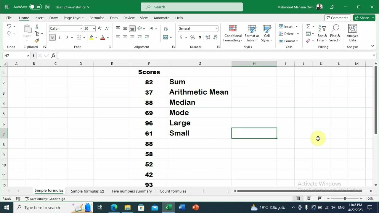 7. Measurement of Central Tendency (Mean - Median - Mode) in Microsoft ...