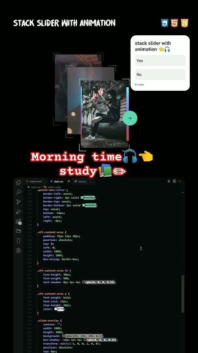 Stack slider with animation👈🎧|#morning #study📚#coding🎧👈#shorts #viralvideo #programming👈# ...