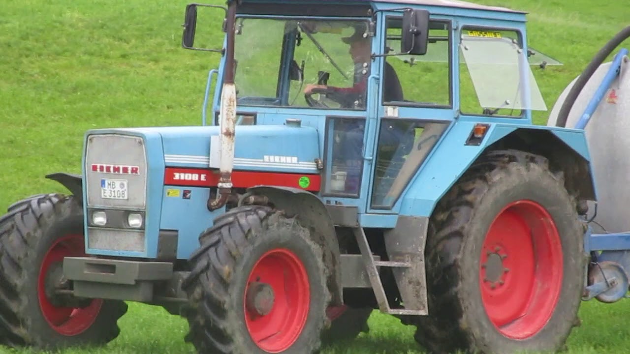 Eicher 3108 "spielt" mit 6000 l Güllefass - YouTube