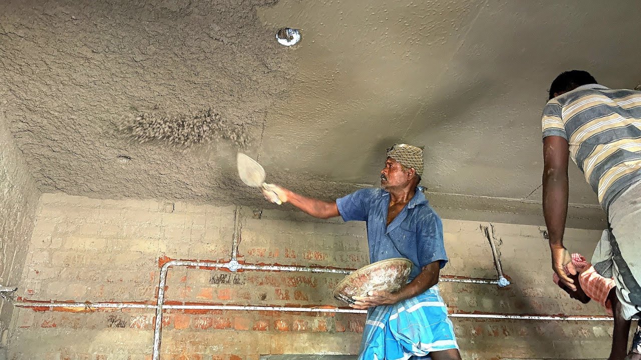 Living Hall Ceiling Plastering Technology_2BHk New House Roof Ceiling ...
