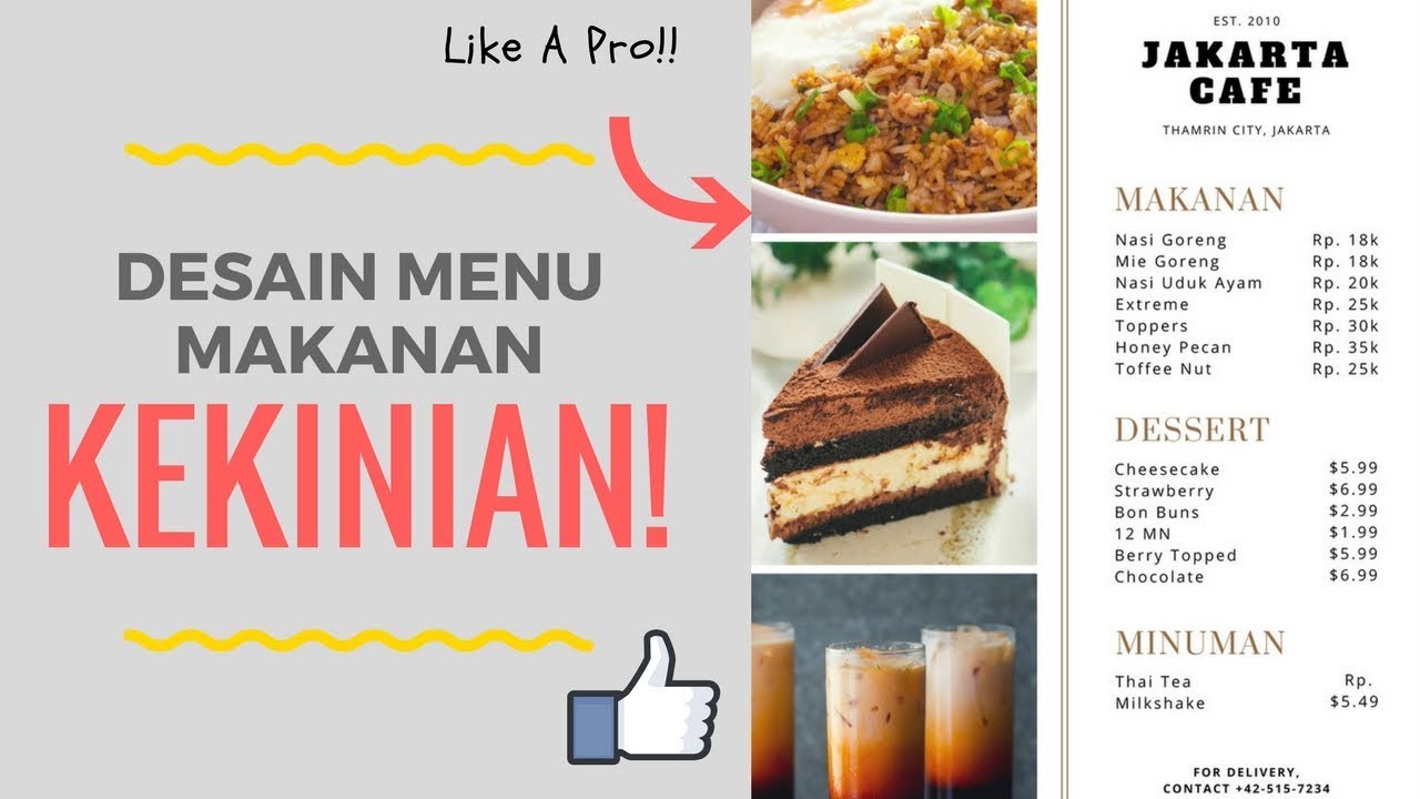CARA MUDAH MENDESAIN MENU MAKANAN DAN UNTUK JUALAN l TUTORIAL ...