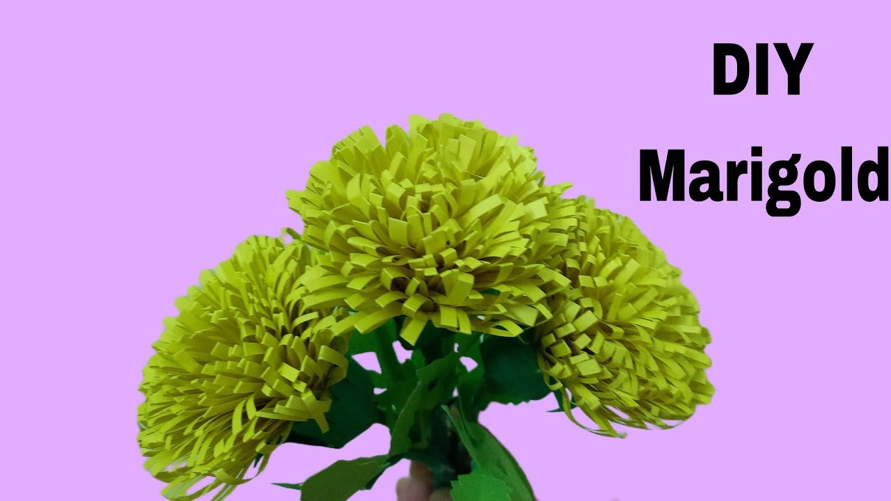 Paper marigold flower/easy paper marigold/paper marigold diy - YouTube