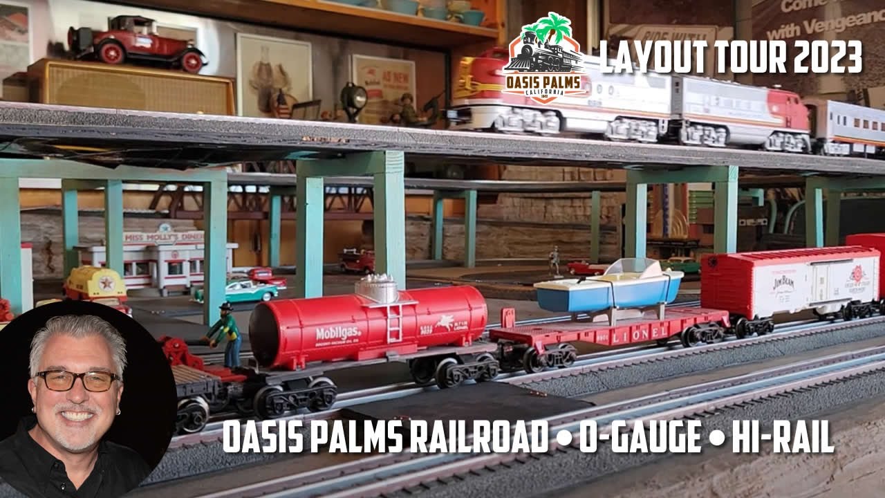 Oasis Palms Lionel O-Gauge Fastrack Layout Tour 2023 - YouTube