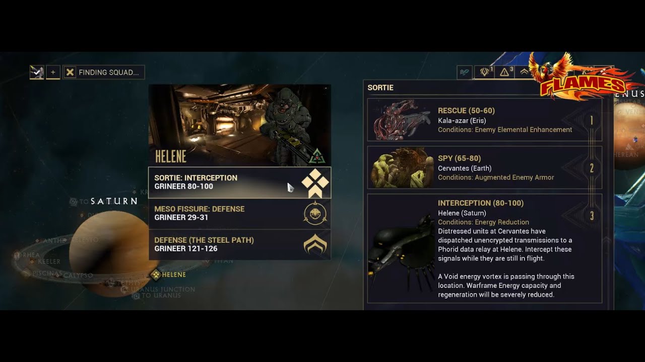 Warframe Helene (Saturn) Mission Interception level 80-100 - YouTube