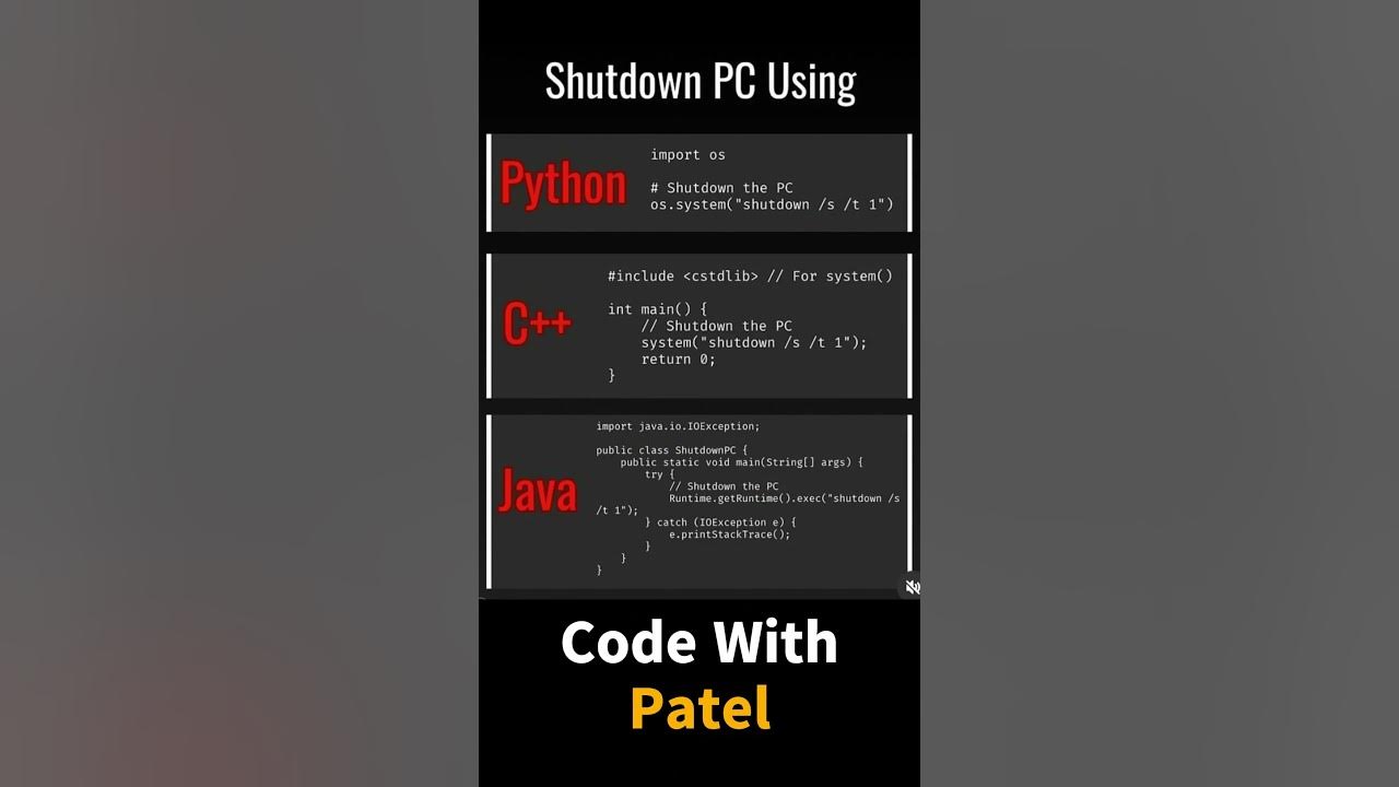 Shutdown Pc Using Python Java 😎 Java Python Coding Coder Programming Viral Trending Youtube