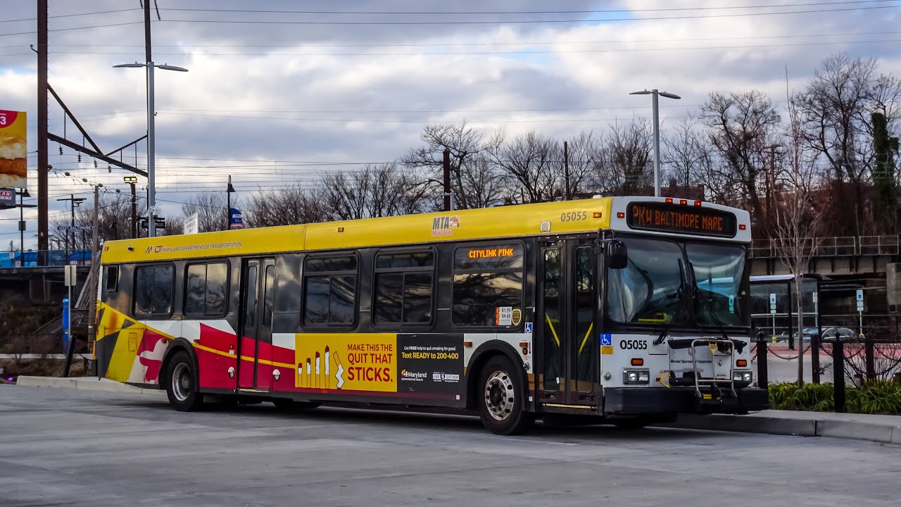 MTA Maryand 2005 New Flyer D40LF #05055 On Route CityLink Pink - YouTube