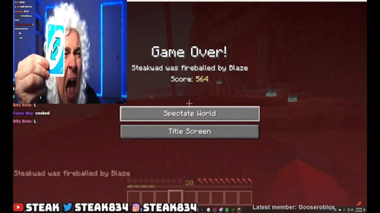 Steak Dies in Minecraft Hardcore - YouTube