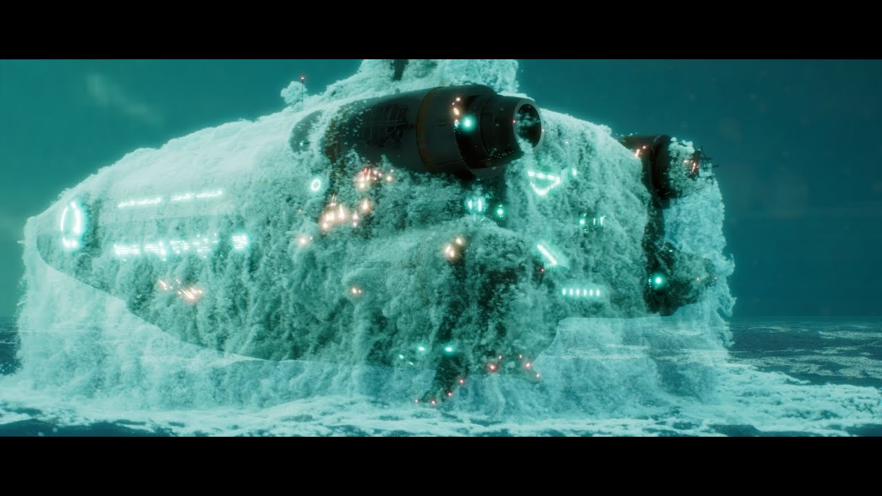 houdini space ship rising from ocean fx || Large ocean simulation in ...