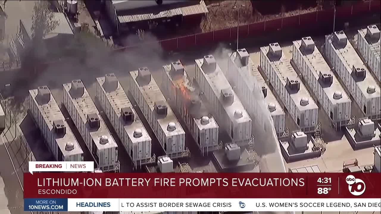 Evacuations underway after first-alarm fire at SDG&E battery bank ...