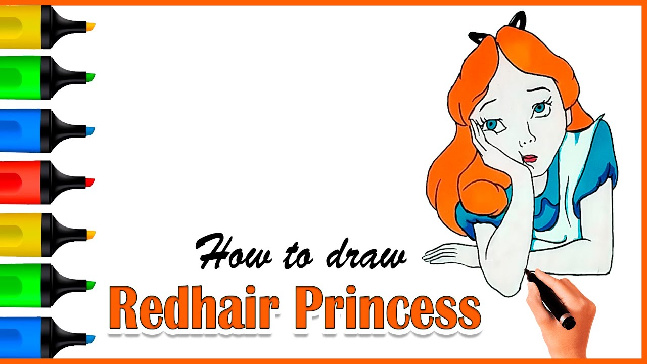 How to Draw a CUTE Red Hair Princess. EASY DRAWING #artforkids #drowing ...