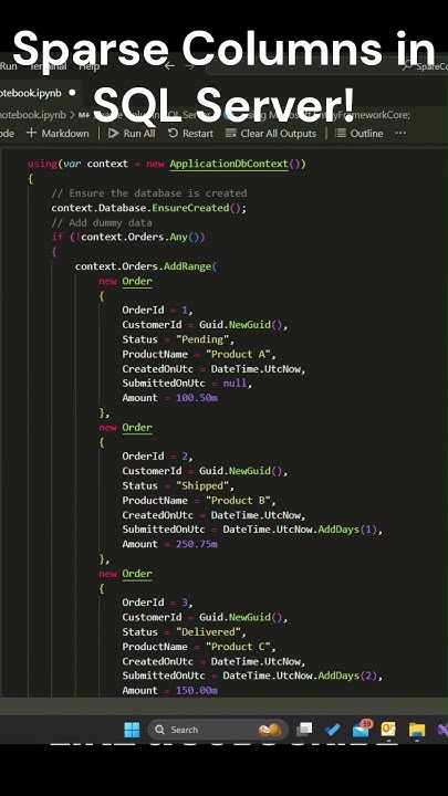 C Tips Sparse Columns In Sql Server Shorts Csharp Dotnet Sql Coding Codingtips