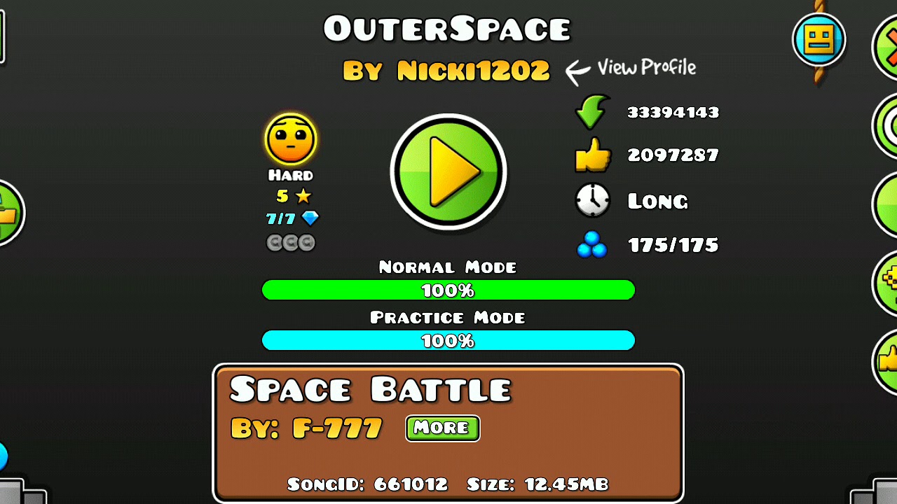 Geometry dash (Outer space) online challenge part 3 - YouTube