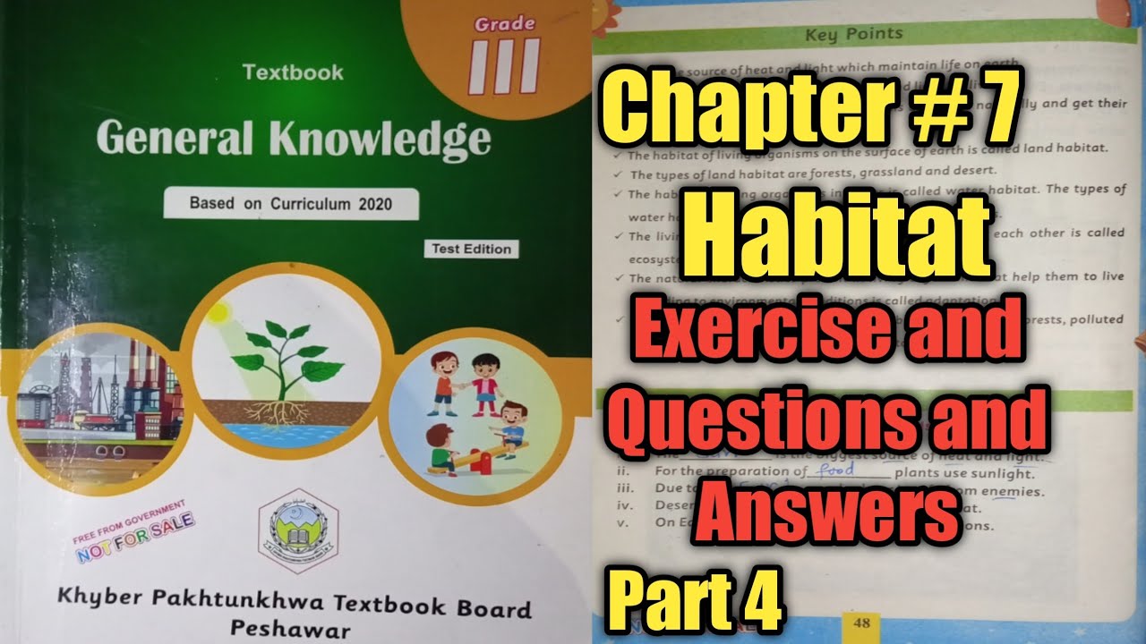 Class 3 new course syllabus general knowledge chapter 7 Habitat Part4 Exercise Kpk textbook ...