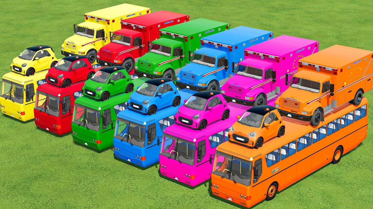 BUS LOADED AMBULANCE & MINI SMART CARS IN FS22 | FARMING SIMULATOR 22 ...