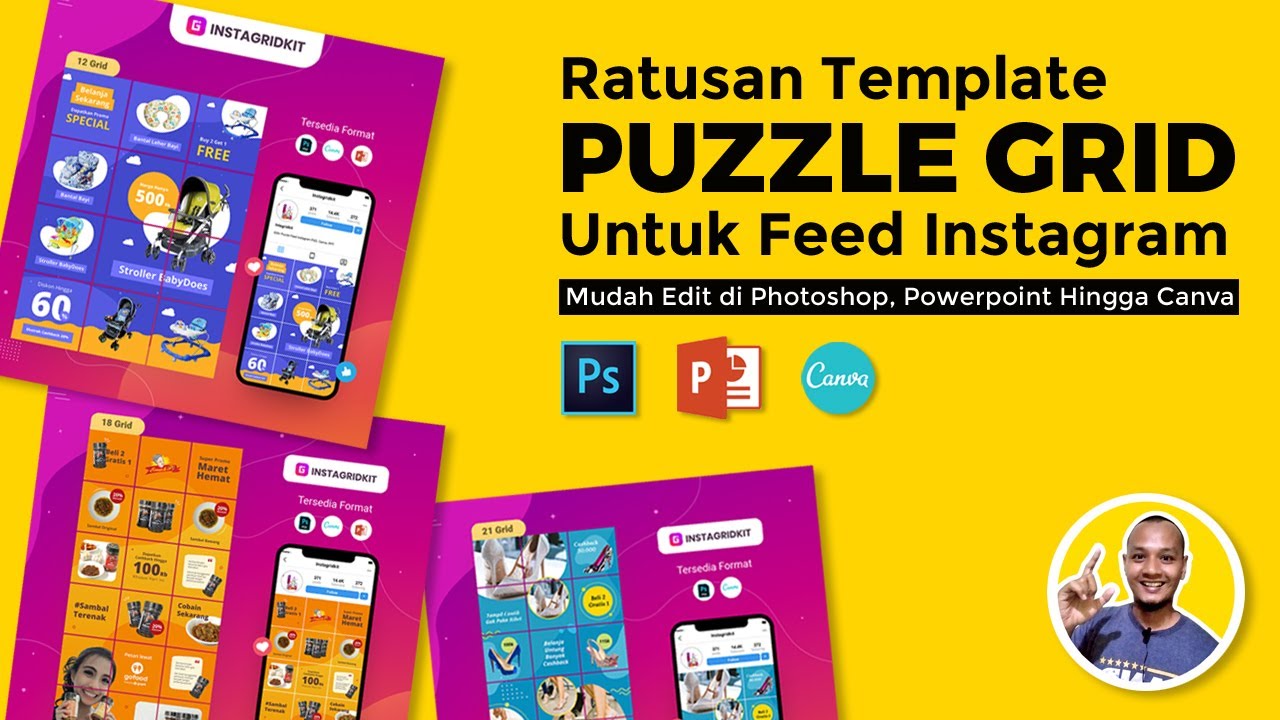 Ratusan Template Puzzle Grid Feed Instagram | Mudah Edit di Photoshop ...