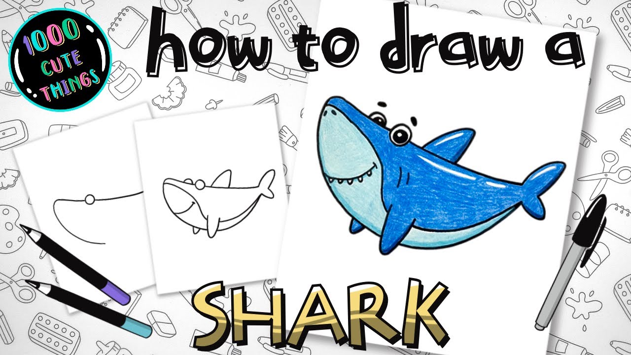 HOW to DRAW a SHARK (a friendly one). Easy step by step tutorial! - YouTube
