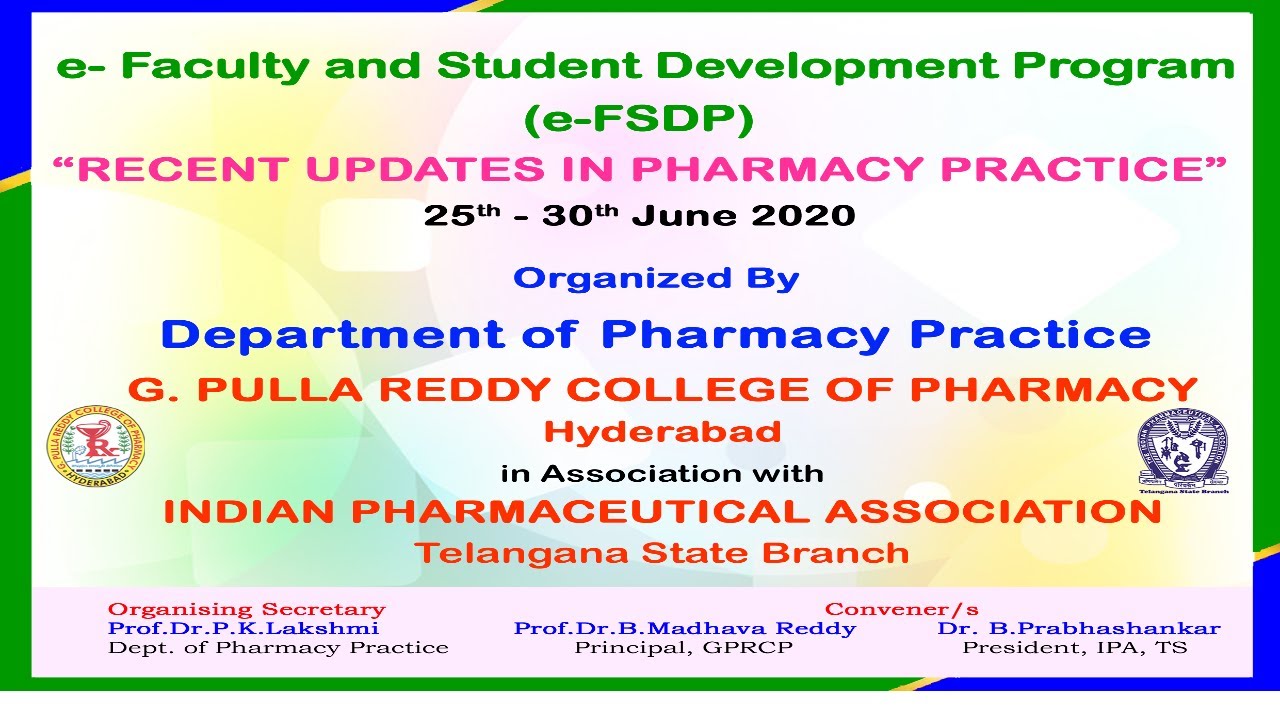 Day-1 GPRCP e-FSDP On "Recent Updates in Pharmacy Practice" - YouTube
