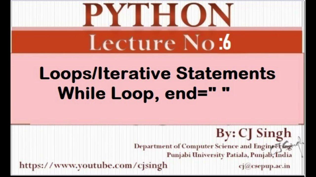 Python in Punjabi: Loops in Python, While loop , end=" " CBSE class 11 ...
