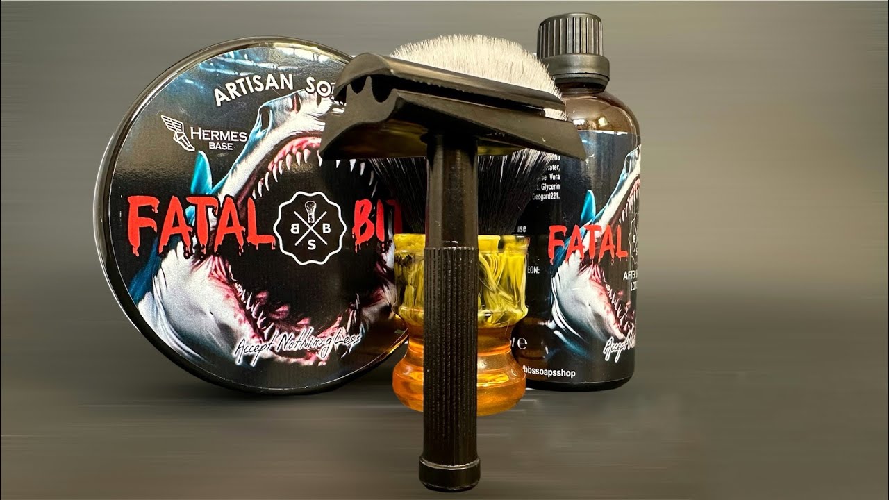💈Slant Bakelite Safety Razor💈BBS•Fatal Bites 🦈 Shaving Soap & ASL💈Yaqi ...