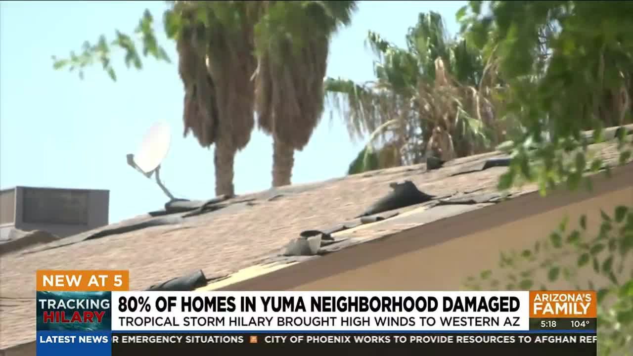 Winds from Storm Hilary damage homes in Yuma neighborhood - YouTube
