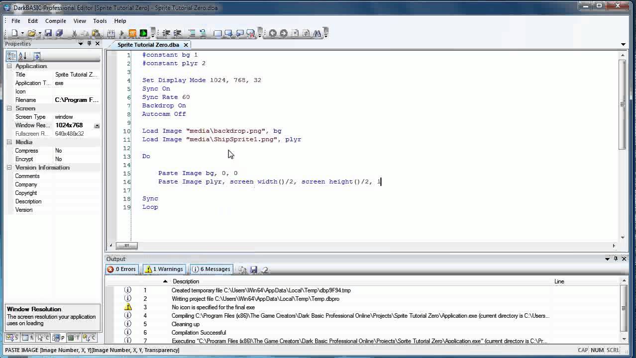 Dark Basic Professional - Sprite Tutorial Zero - Image Primer - YouTube