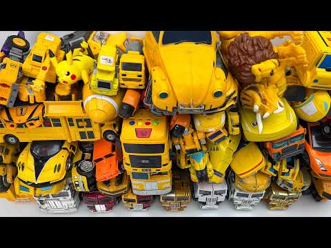 Transforming Secret Yellow Toy: Pikachu, Transformers Bumblebee, Bus & Big Construction Truck Rescue