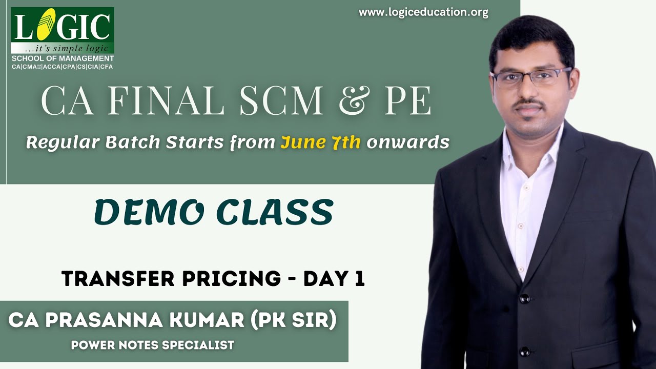 CA FINAL SCM PE REGULAR BATCH | TRANSFER PRICING | DEMO CLASS PART 1| by CA PRASANNA KUMAR (PK ...
