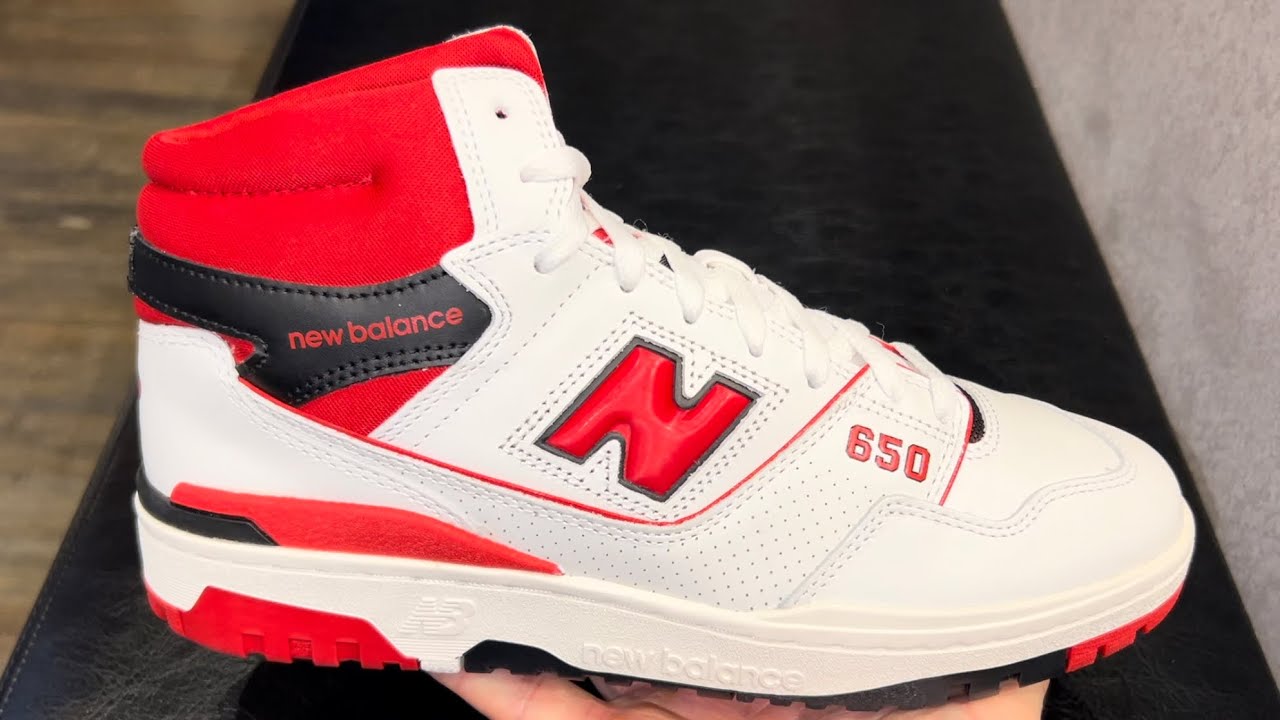 New Balance 650 White Red Shoes - YouTube