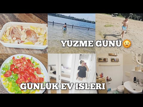 GÜNLÜKHAYATIMIZ RUTIN EV ISLERI🪣YÜZME KEYFIMIZ SICAKLARDA🌡KEMIKLI ET YEMEGI🍛#yüzme#rutina#temizlik 