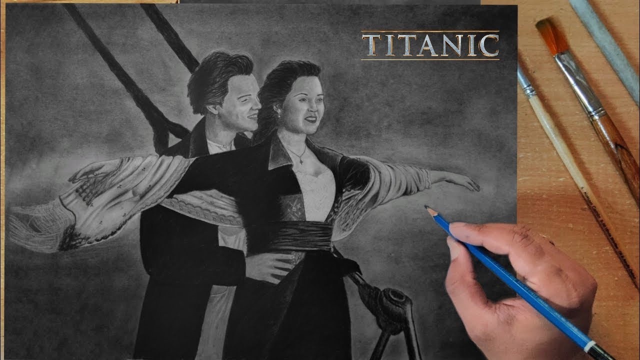 TITANIC movie scene drawing || Jack & Rose || Kate Winslet & Leonardo ...