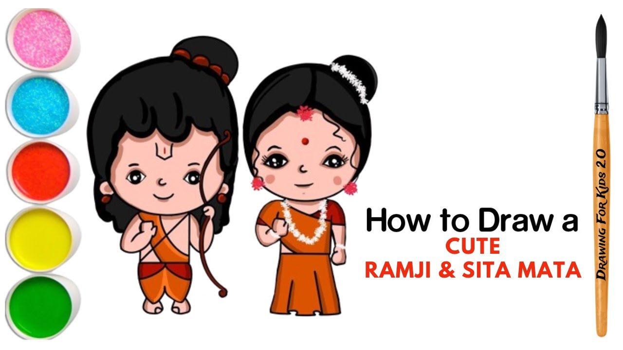 Cute Ram Sita Drawing,Easy Ram Sita Drawing,How to Draw A Ram JI And ...