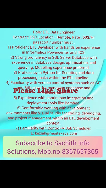 Hiring Etl Data Engineer Etltesting Youtube