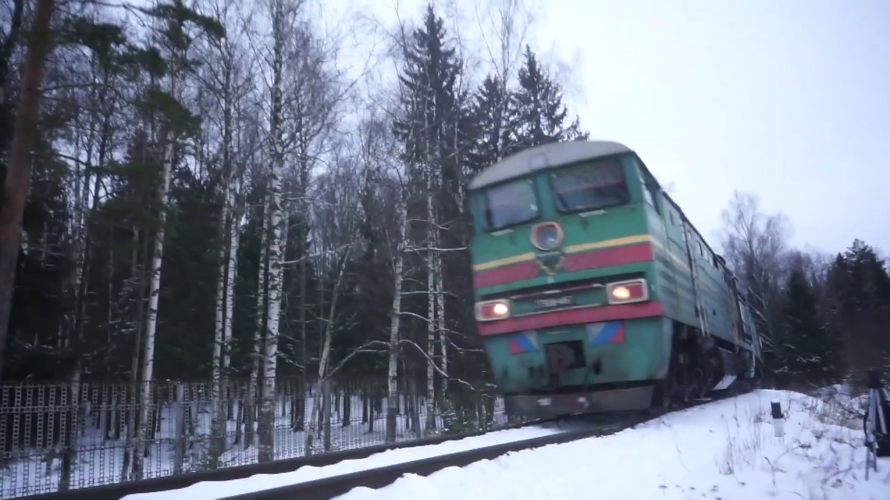 ТЭМ2 и 2ТЭ10В в зимнем лесу Old soviet locomotives TEM2 and 2TE10V ...
