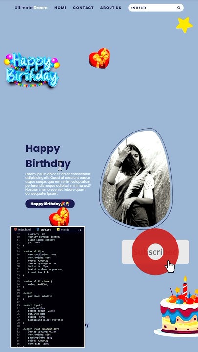 Happy Birthday Portfolio Website Design | HTML CSS JavaScript Project ...