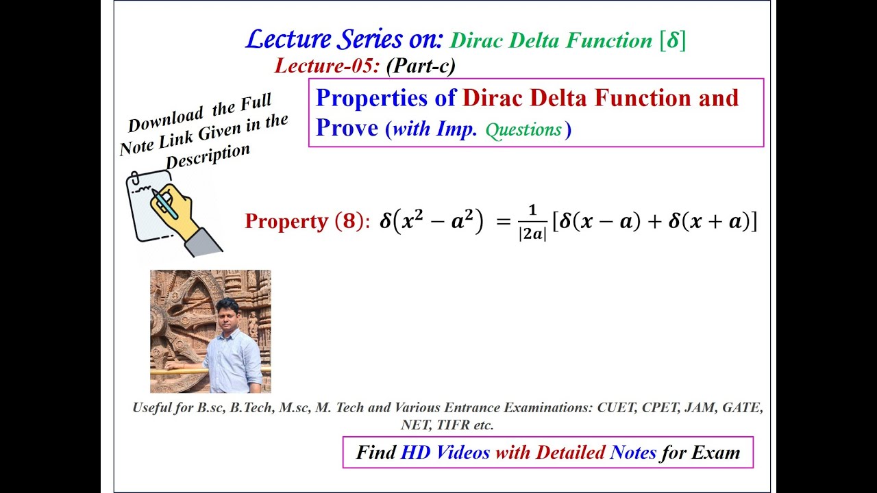 Lect-05 (Part c): 𝑷𝒓𝒐𝒑𝒆𝒓𝒕𝒊𝒆𝒔 𝒐𝒇 𝑫𝒊𝒓𝒂𝒄 𝑫𝒆𝒍𝒕𝒂 𝑭𝒖𝒏𝒄𝒕𝒊𝒐𝒏 𝒂𝒏𝒅 𝑷𝒓𝒐𝒗𝒆 (𝒘𝒊𝒕𝒉 𝑰𝒎𝒑. 𝑸𝒖𝒆𝒔𝒕𝒊𝒐𝒏𝒔 ) - YouTube