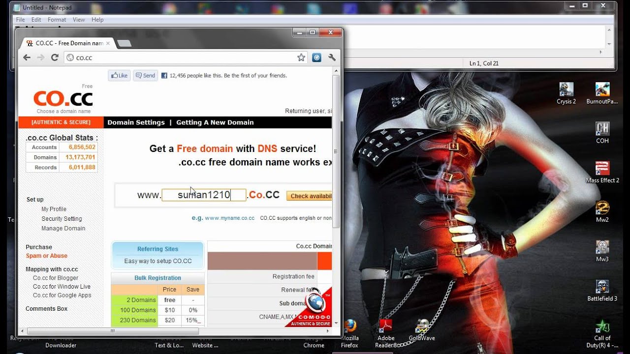 How To Get A .co.cc Domain For Free For 1 Year [no credit card requierd ...