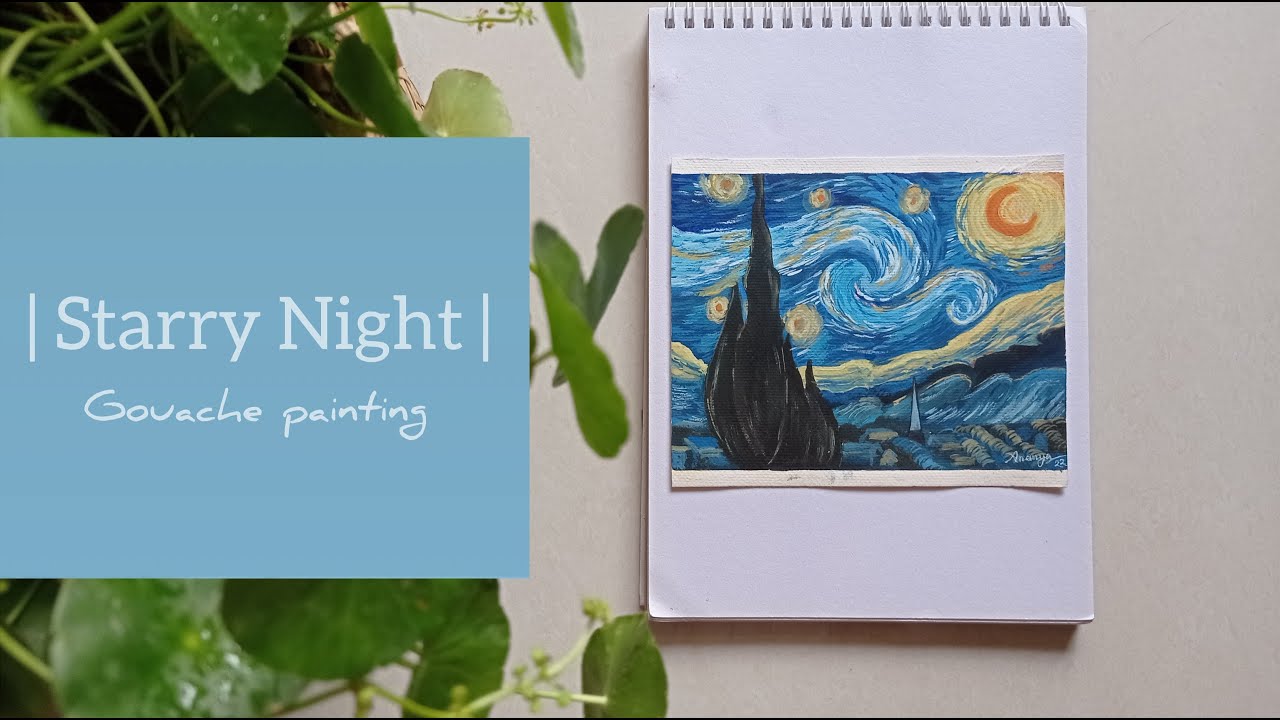 I gifted this painting to my cousin🫶🏻 | Starry Night | Gouache painting ...