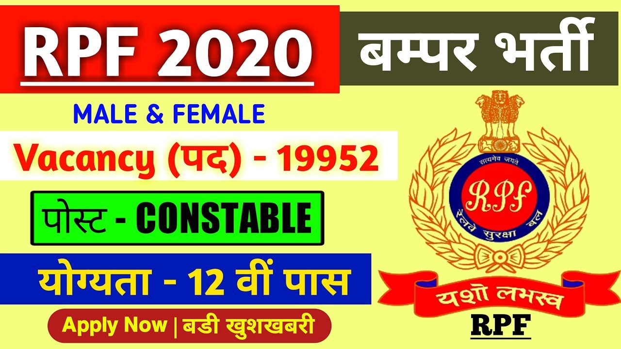 RPF constable Recruitment 2019 apply online | RPF new Vacancy 2019 ...